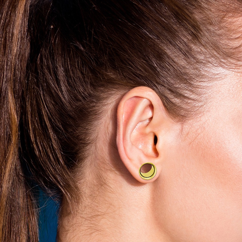 Pair of Surgical Steel PVD Gold Double Flare Ear Tunnels Earlets Gauges ...