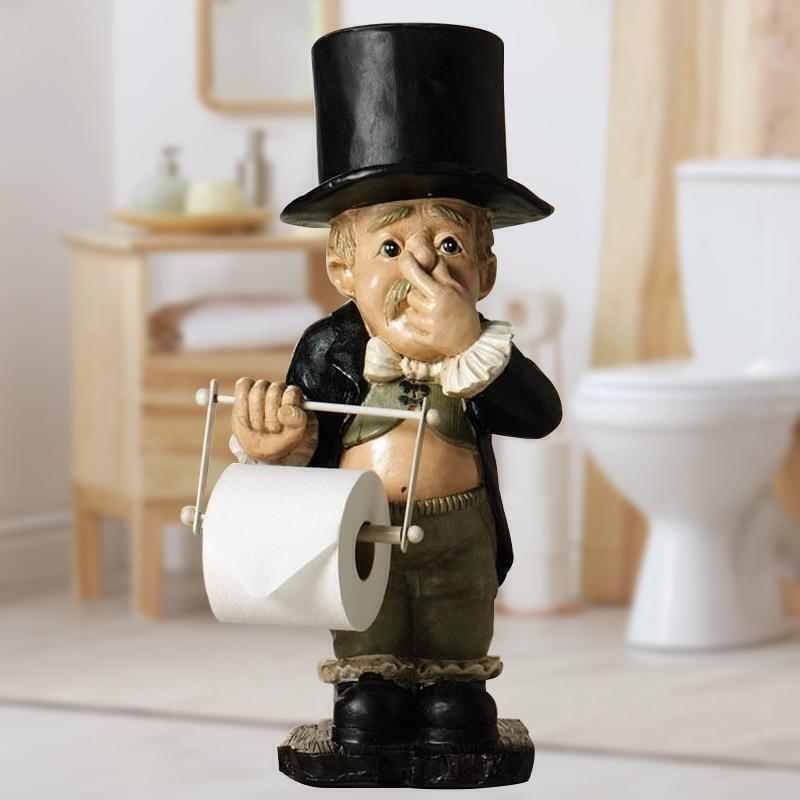 Toilet Butler Paper Holder Resin Ornament Sculpture Bathroom Figurine ...