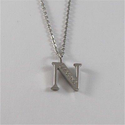 Collier S' Agapo Acier Alphabet SALN2 Initiale N Avec Cristaux Et ...