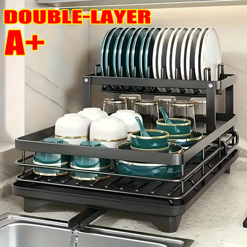 Kitchen Dish Cup Drying Rack Utensil Drainer Dryer Tray Cutlery Holder ...