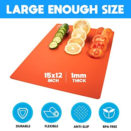 5 Plastic Cutting Boards Flexible Cutting Mat with Food Icon Labels for ...