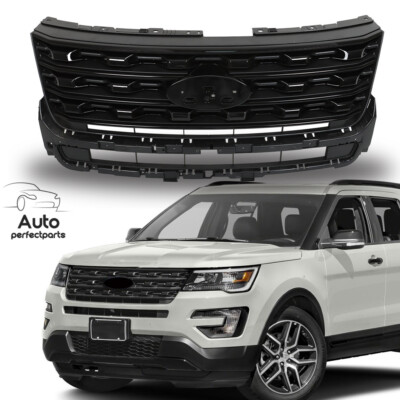 For Ford Explorer 2016-2017 Front Upper Bumper Grille Gloss Black Grill ...