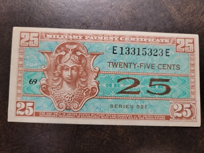 USA 25 Cents Twenty-Five 25C Military Payment Certificate MPC Series ...