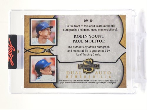 ROBIN YOUNT PAUL MOLITOR 2025 LEAF SPECTACULAR PURPLE PATCH AUTO 6/6 ...