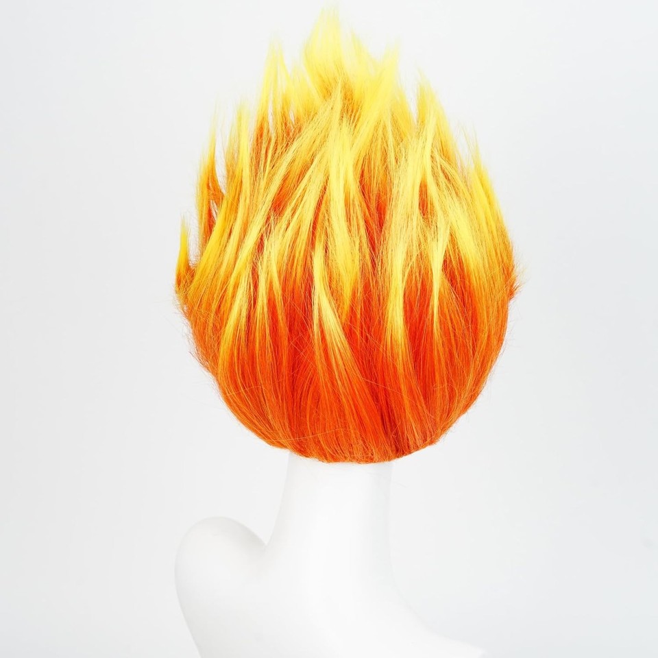 Aicos Orange Yellow Flame Fire Wig for Men Women Anger Cosplay Wigs for ...