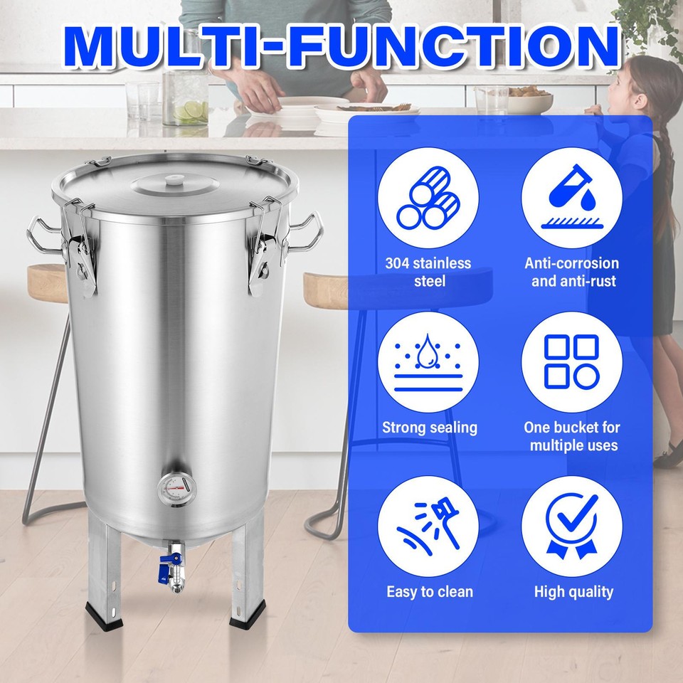 Stainless Steel Brew Bucket Brewmaster Edition Conical Fermenter Home ...