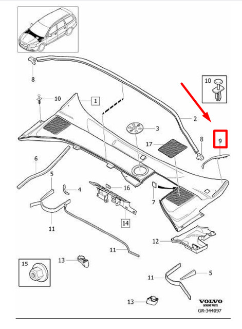 volvo 31218594 genuine oem factory original cowl grille side cover for ...