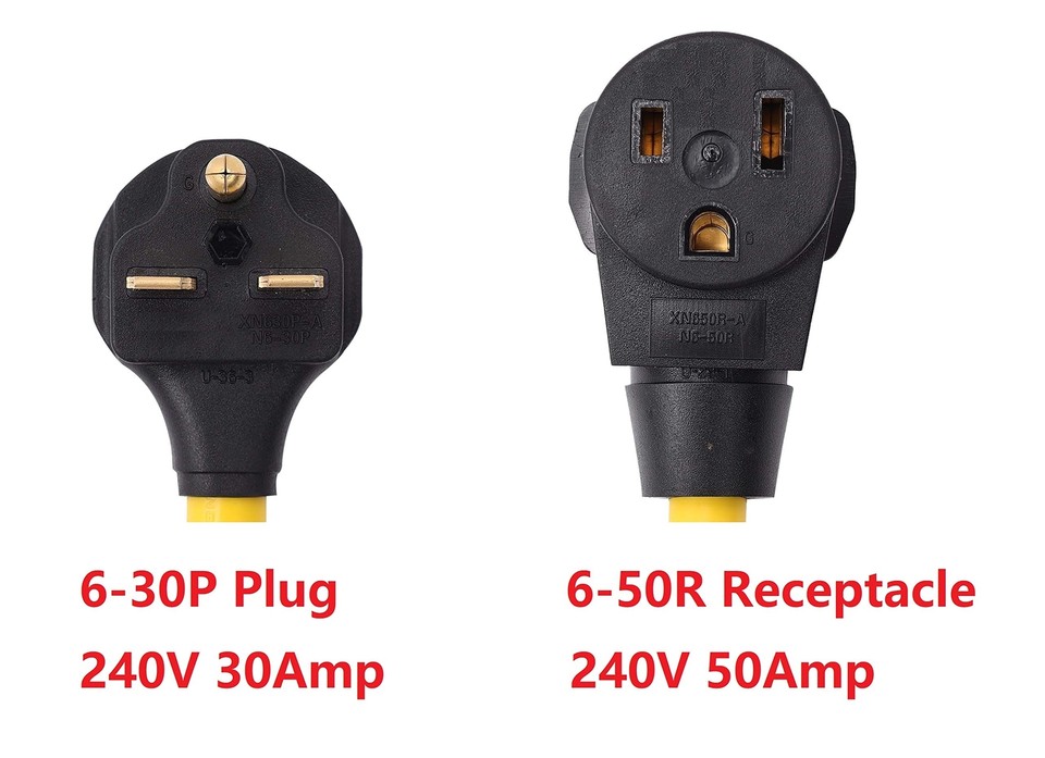 ONETAK NEMA 6-30P to 6-50R 240V 30 Amp 3 Prong Male Plug to 3 Prong ...