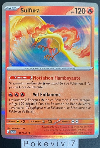 Carte Pokemon SULFURA 146/165 HOLO EV3.5 Ecarlate et Violet MEW 151 FR ...