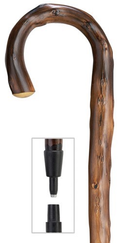MENS EXQUISITE GENUINE CONGO WOOD CROOK HANDLE WALKING CANE WITH SPIKE ...