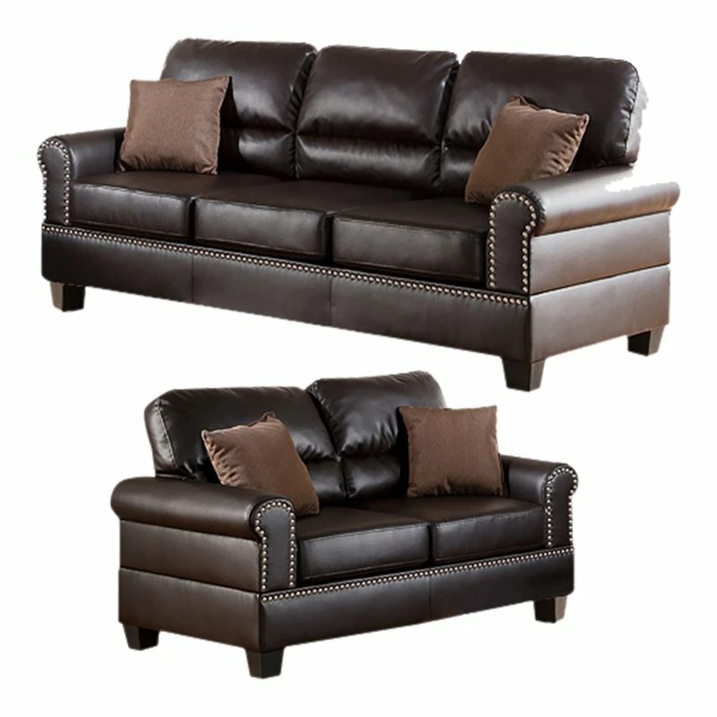 Brown Bonded Leather Sofa Bed And Loveseat Set | Baci Living Room