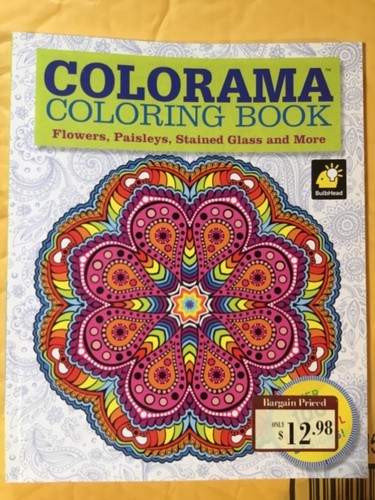 COLORAMA COLORING BOOK FLOWERS PAISLEYS STAINED GLASS 2015 TELEBRANDS ...