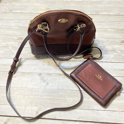 Coach Cora Mini Dome Oxblood Metallic Cherry Satchel With Matching ...