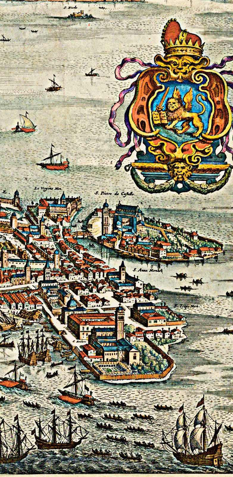 1636 Venice Italy Map Vintage Historic Wall Poster Home Office Venezia ...