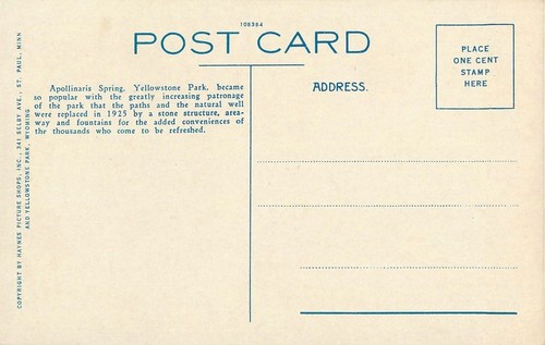 25119 Apollinaris Spring, Yellowstone Natl Park, Haynes Postcard | eBay