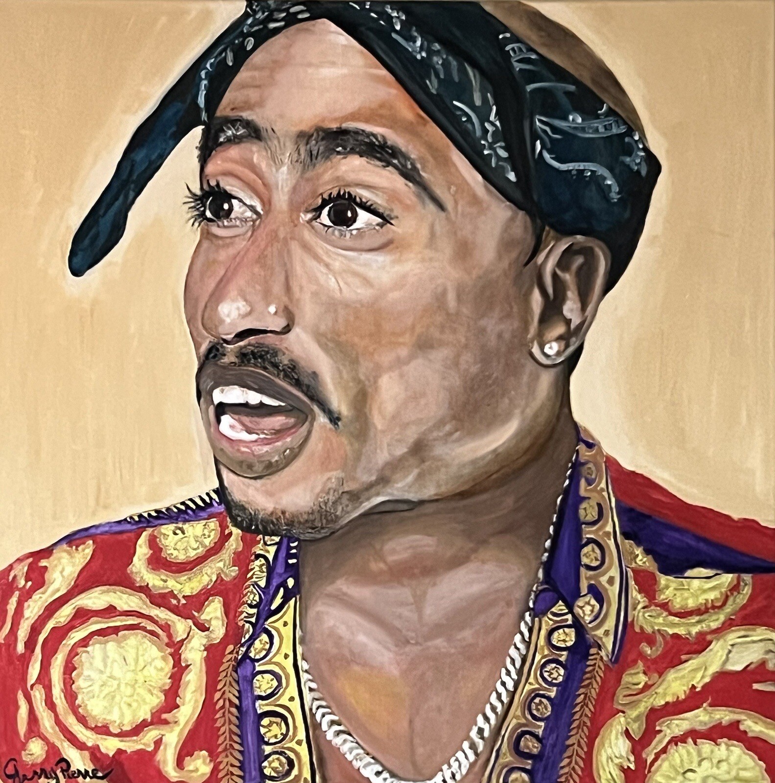 Tupac In Versace Shirt Oil On Canvas 36 X 36 By Gary Pierre | eBay