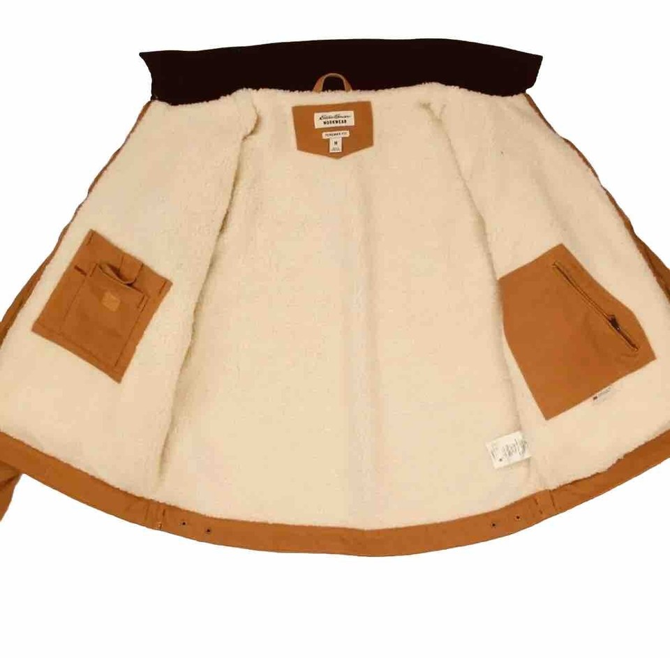 Eddie Bauer Workwear Men Berber Lined Duck Contractor Coat Mechanic ...