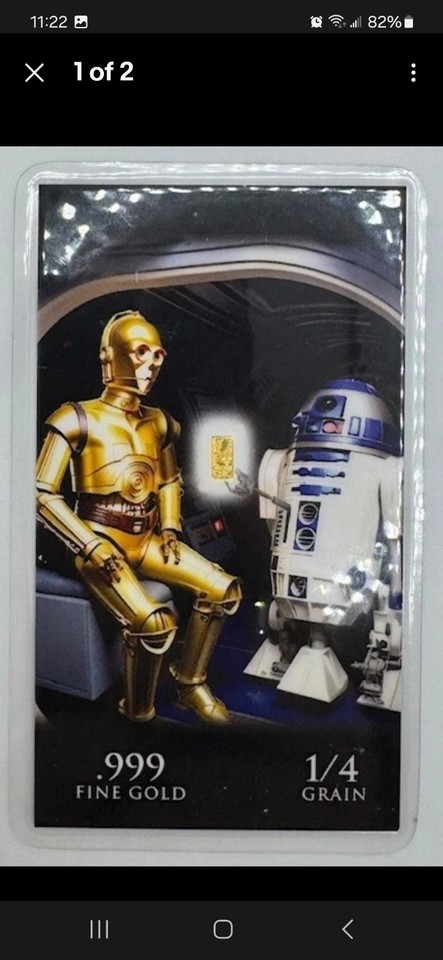 1/4 Grain GOLD BAR 24KT .999 FINE GOLD BAR set of 3 IN STAR WARS CARD ...