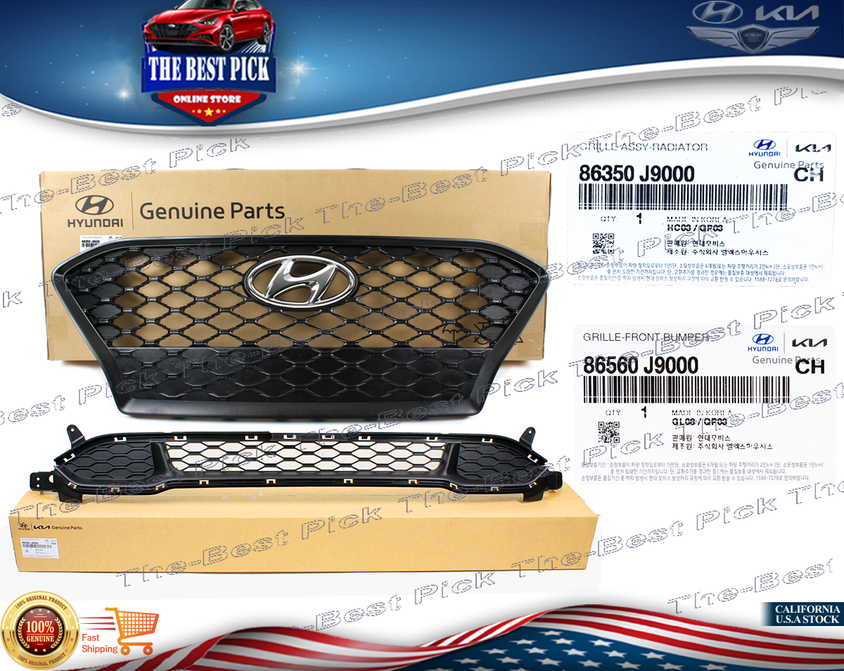 GENUINE Radiator Bumper Grille BLACK for18-21 Hyundai Kona 86350J9000 ...