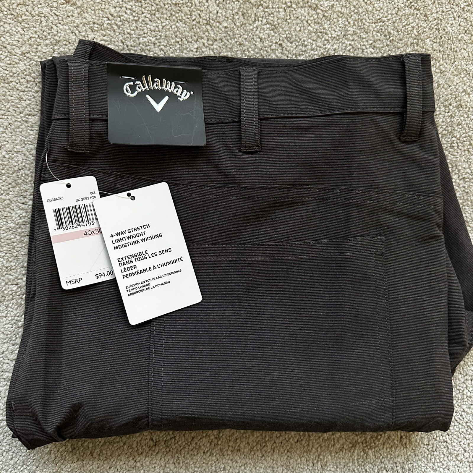 Callaway Golf Pants Gray 4-Way Stretch Lightweight Moisture Wicking Men ...