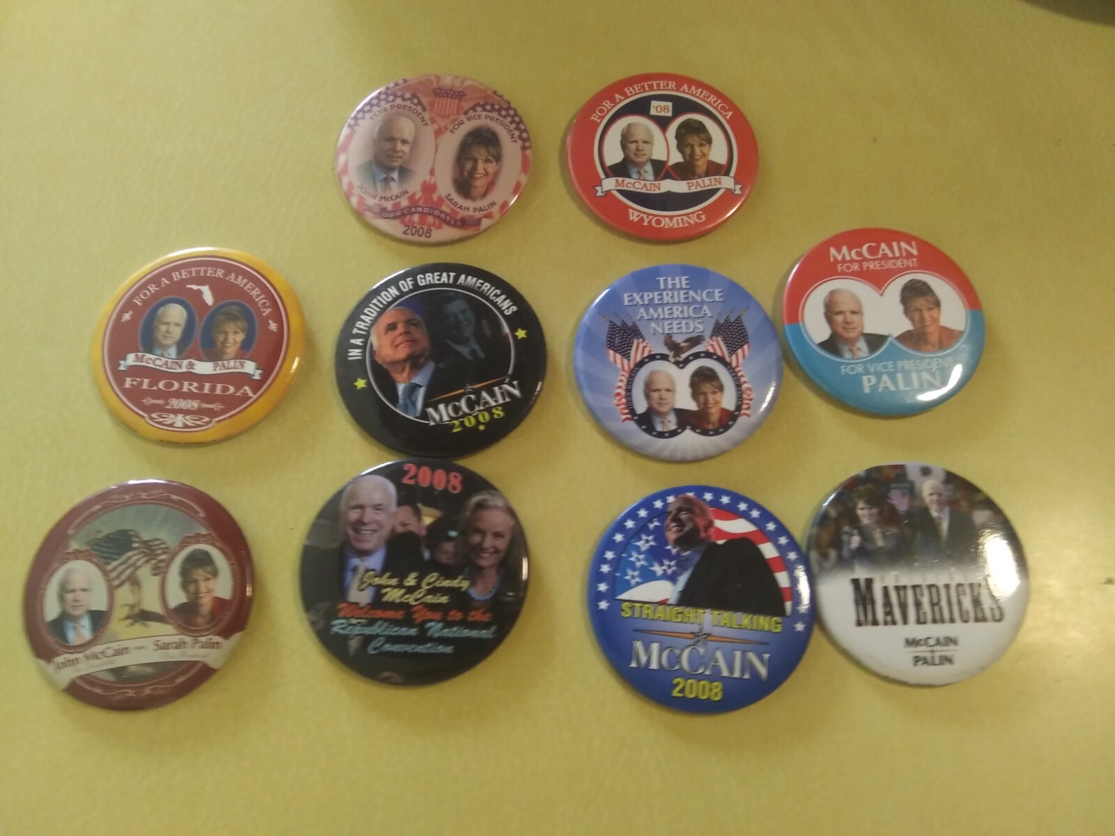 John McCain Sarah Palin Pin Back Campaign Button Presidential lot ...