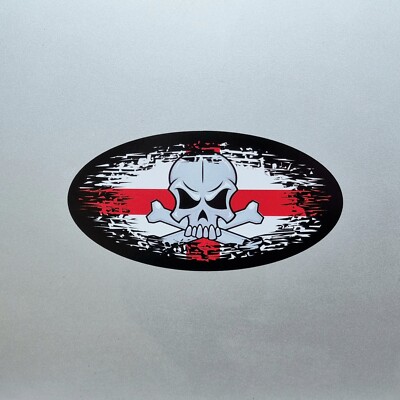 England English Flag Skull Fade to Black Oval Vinyl Sticker For Car ...