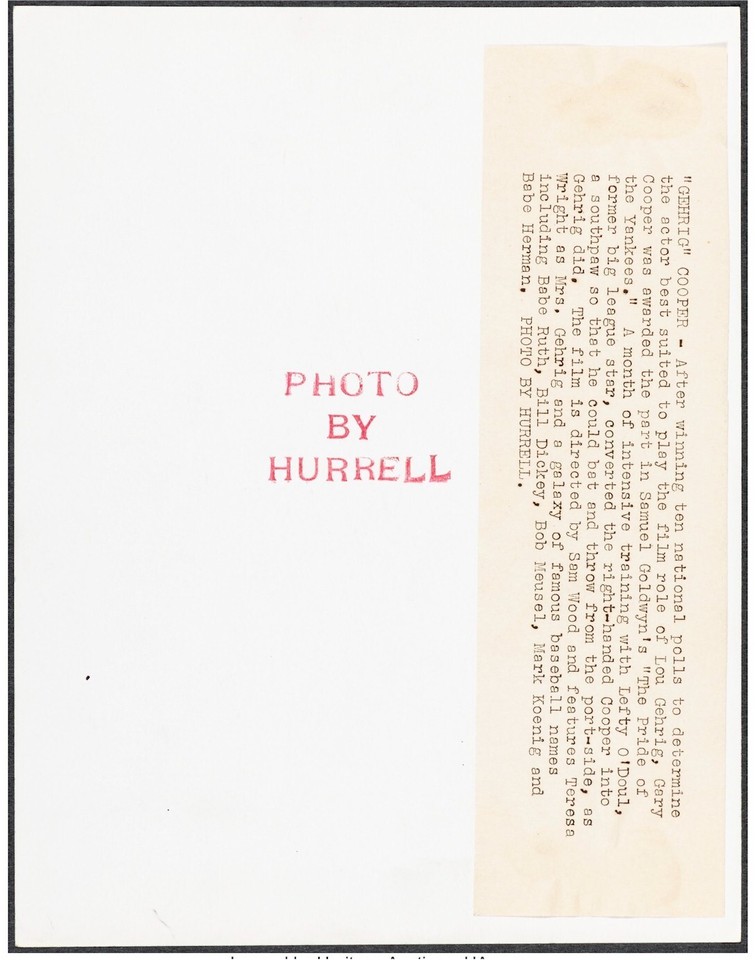 PRIDE OF THE YANKEE ORIGINAL VINTAGE GEORGE HURRELL PHOTO COOPER | eBay