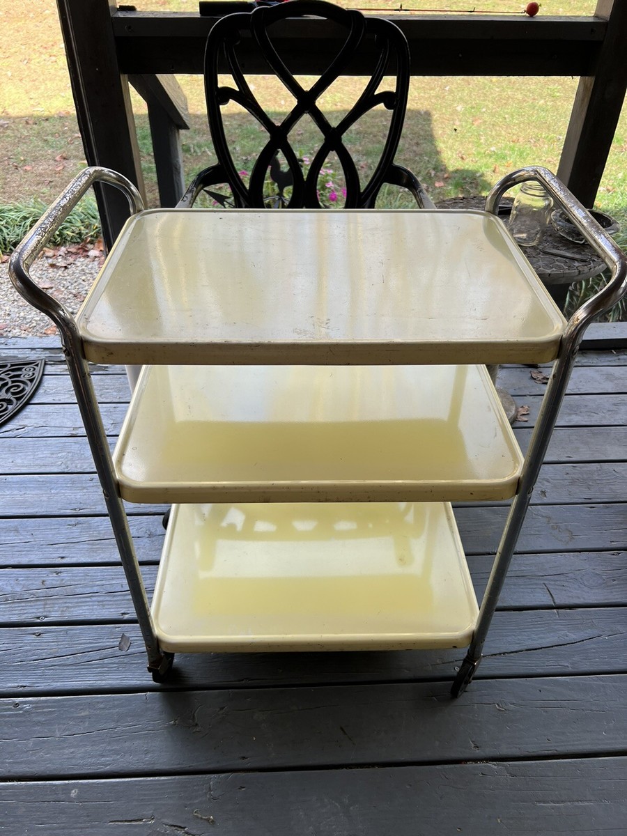 Vintage Yellow Costco Style Rolling Cart Mid Century