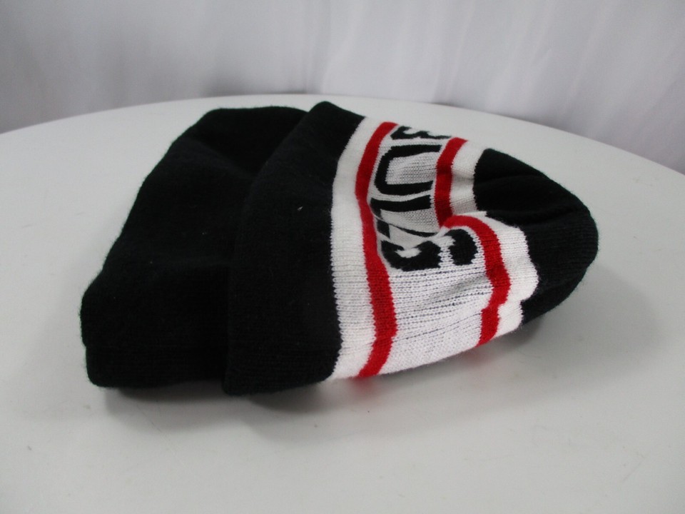 New Era Chicago Bulls Hat Beanie Black Red White Cuffed Pom NBA Logo ...