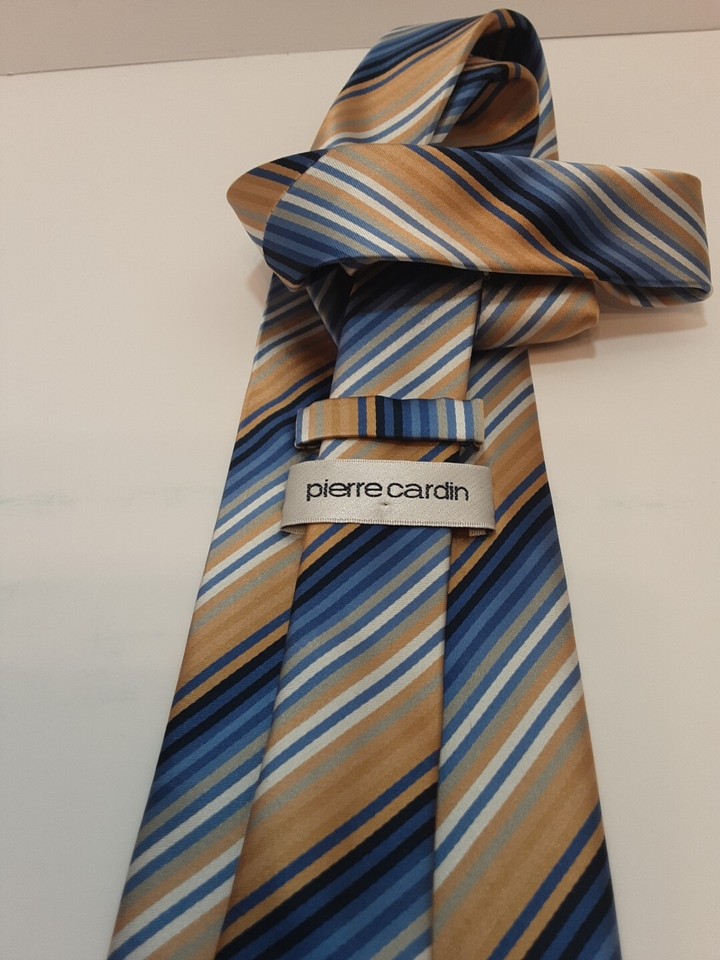 Pierre Cardin Tie 58x4 Blue Silk Striped Handmade In China | eBay