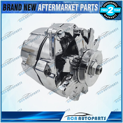 Chrome 100A 1 Wire or 3 Wire Alternator For GM Chevy 253 308 327 350 ...