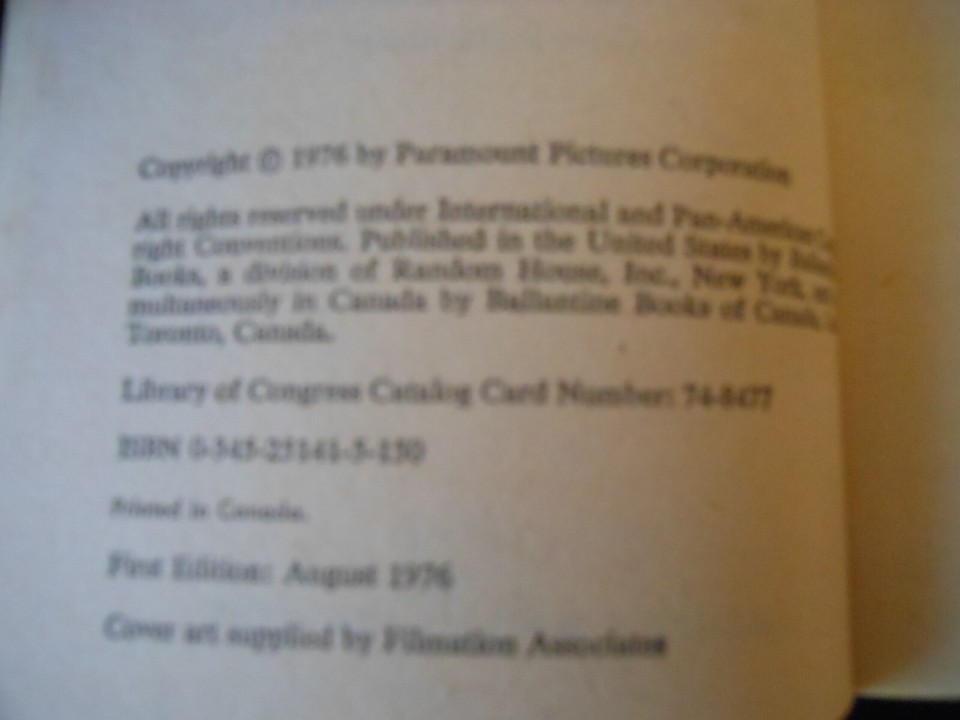 Star Trek Log Eight Alan Dean Foster PB 1st Ballantine (1976) Canadian ...