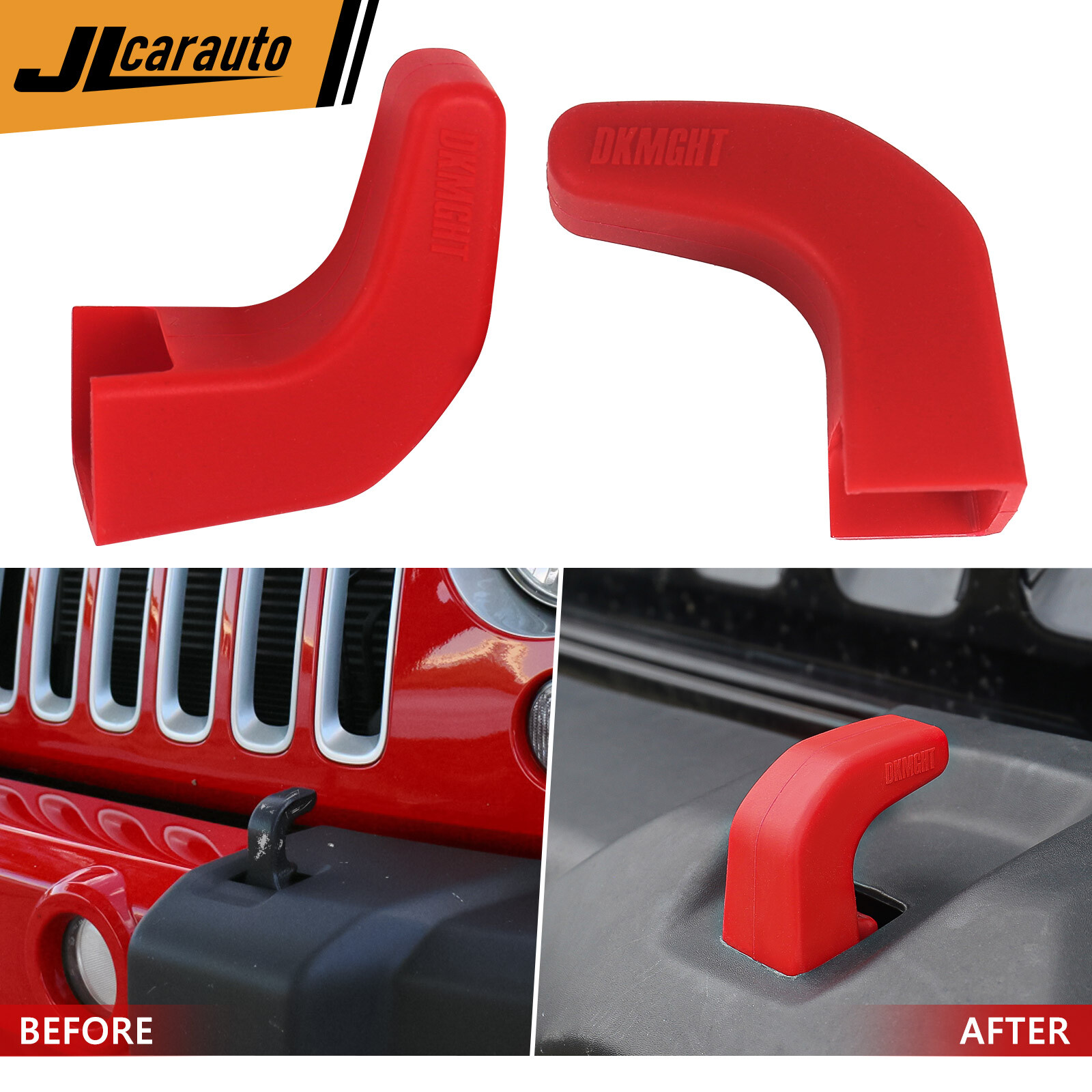 2P Red Bumper Tow Hook Covers (Upgrade) for Jeep Wrangler JK/JL ...