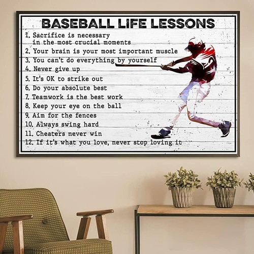 Retro Tin Signs Vintage Style Baseball Life Lessons 12 x 8 INCH ...
