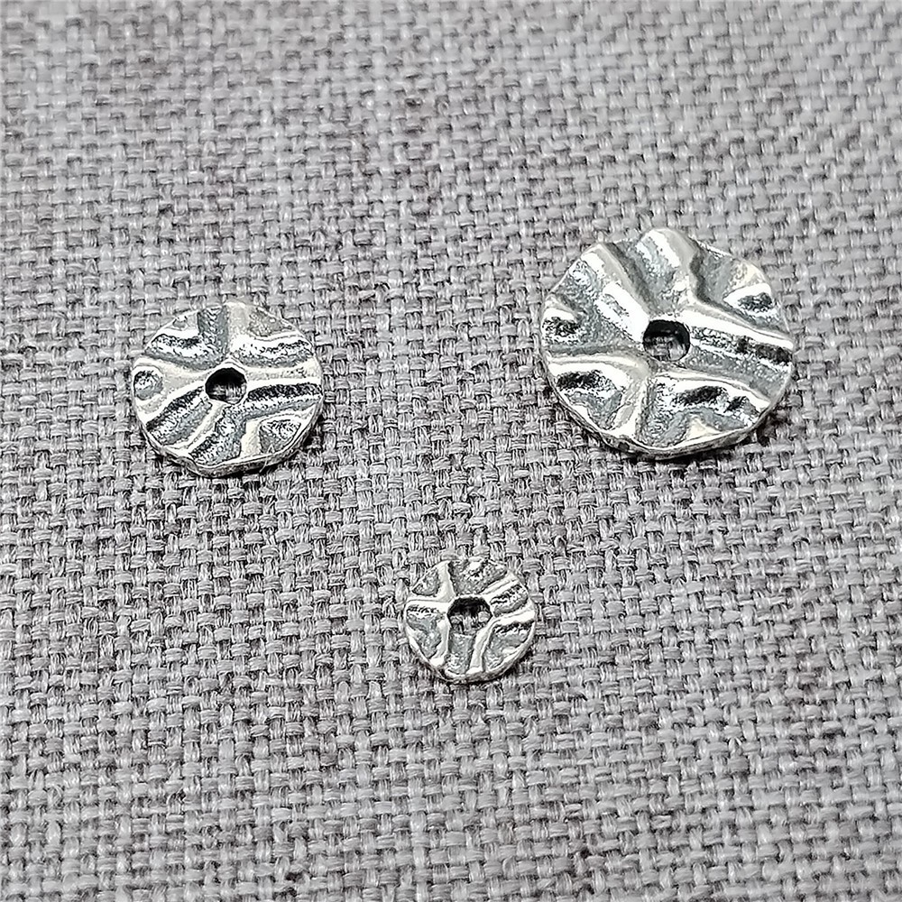 Sterling Silver Wavy Bead 925 Silver Round Disc Bracelet Spacer 4mm 6mm ...