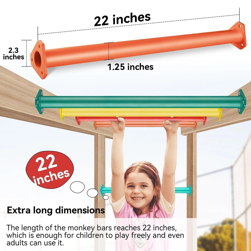 7 Colors 22 Inch Steel Monkey Bars Ladder Rungs Set for Backyards ...