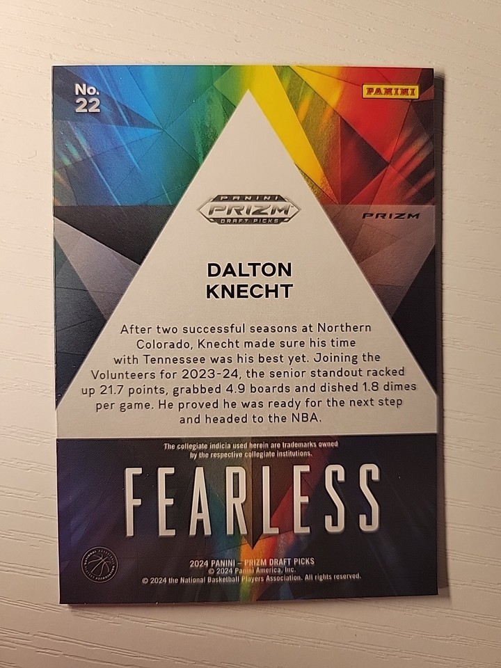 2024 Panini Prizm Draft Picks Fearless Cracked Ice - Dalton Knecht #22 ...