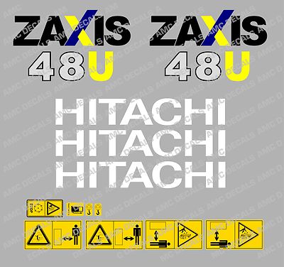 HITACHI ZAXIS 48U MINI DIGGER DECAL STICKER SET WITH SAFETY WARNING ...
