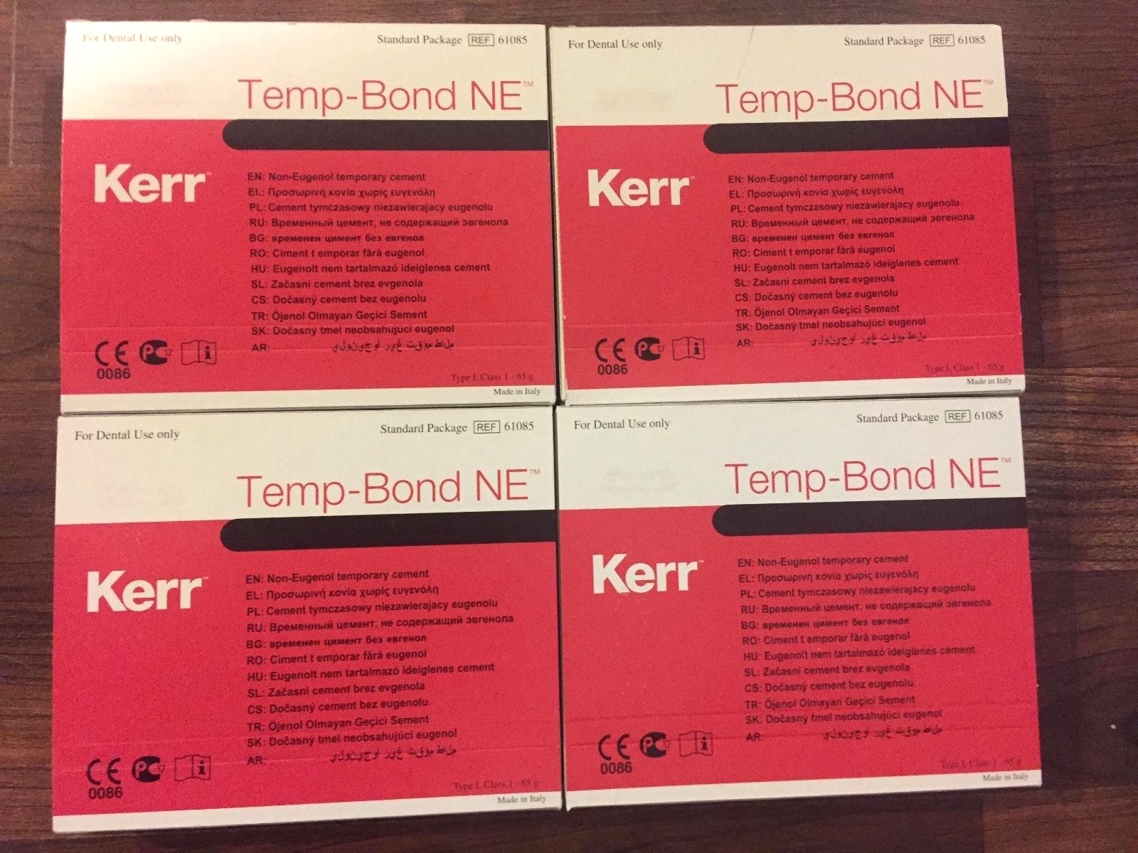 4 KERR TEMPBOND TUBES NON EUGENOL TEMPORARY CEMENT TEMP BOND NE ...