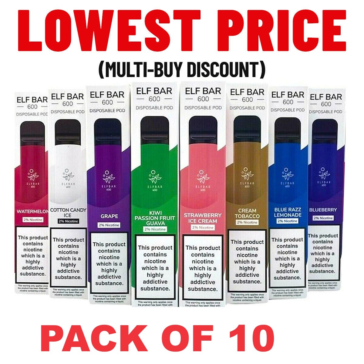 10x Elf Bar Elfbar V1 V2 | Disposable Vape | Grelly UK