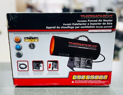 60,000 BTU Portable Gas Propane Forced Air Heater Garage Thermoheat ...