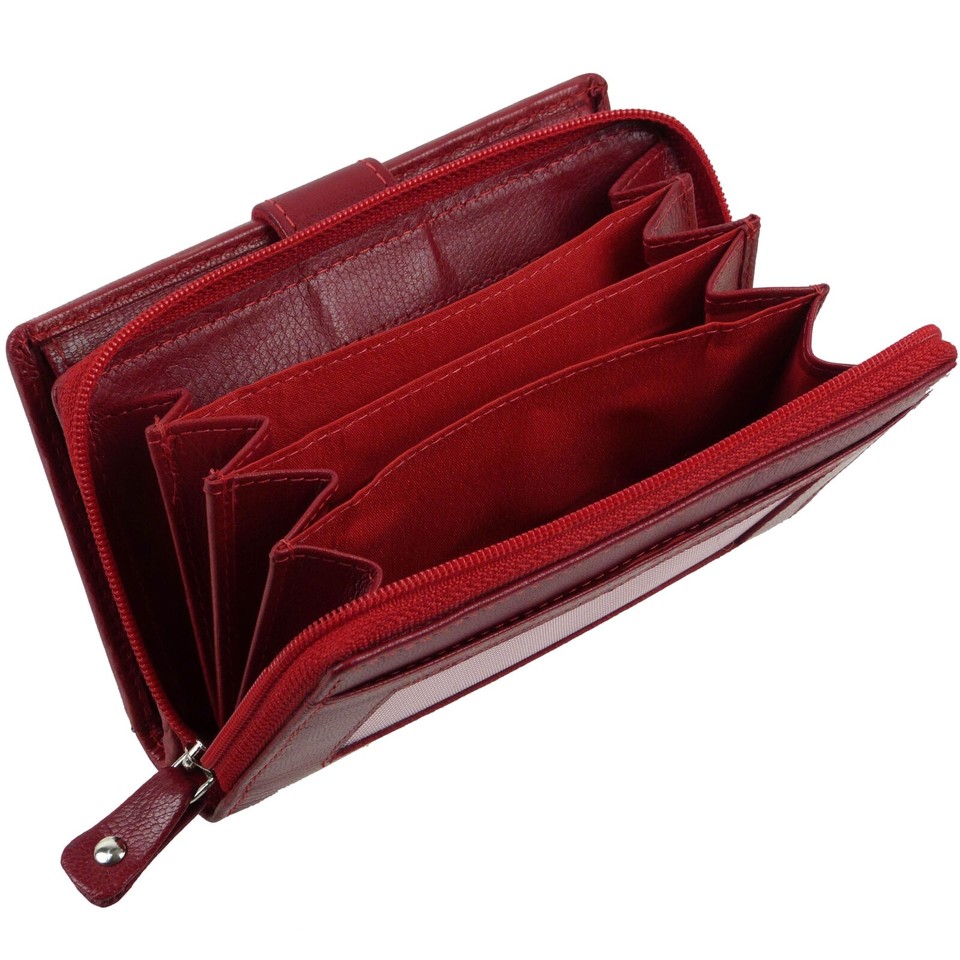 Ladies Red Leather Purse/Wallet by Prime Hide Quality Gift Boxed RFID ...