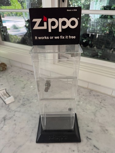 Zippo Dealer Counter Display Case Holds 8 Lighters Slight Use No Damage ...
