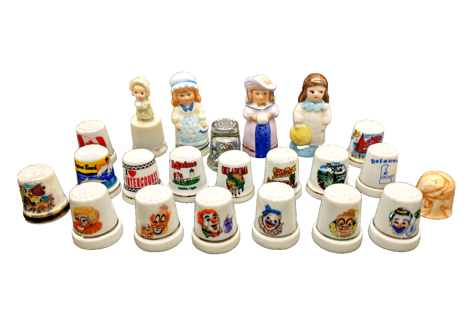 THIMBLE LOT of 21 Various Thimbles - Clowns - Travel - Gorham ...