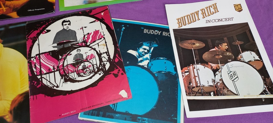 9 x RARE BUDDY RICH concert programmes 1970-80s w/AUTOGRAPH mostly vg ...