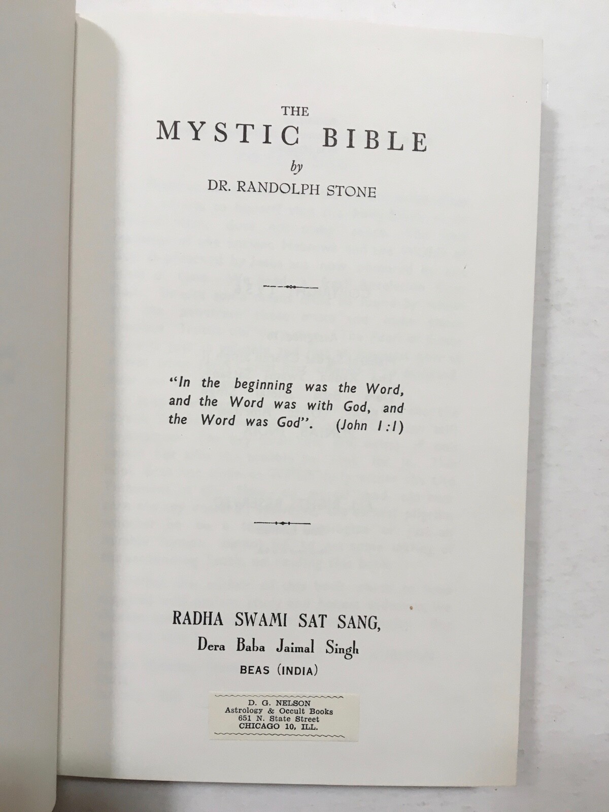 RARE METAPHYSICAL OCCULT BOOK - MYSTIC BIBLE - RANDOLPH STONE - 1956 ...