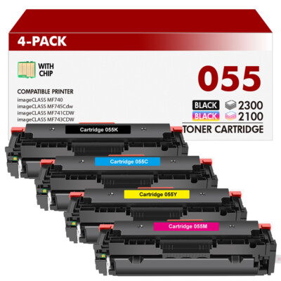 4 x CRG-055 Toner With Chip For Canon 055 imageCLASS MF741Cdw MF746Cdw ...