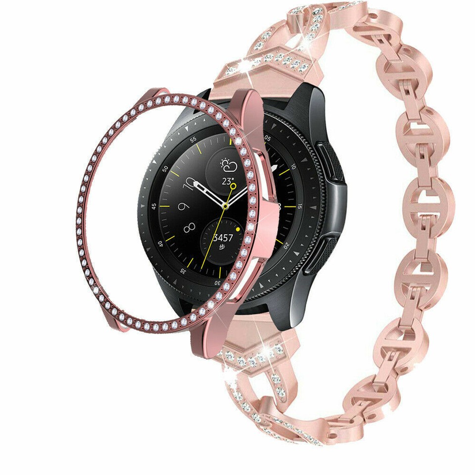 Bling Metal Band Strap+Diamond Case For Samsung Galaxy Watch 4 5 6 7 FE ...