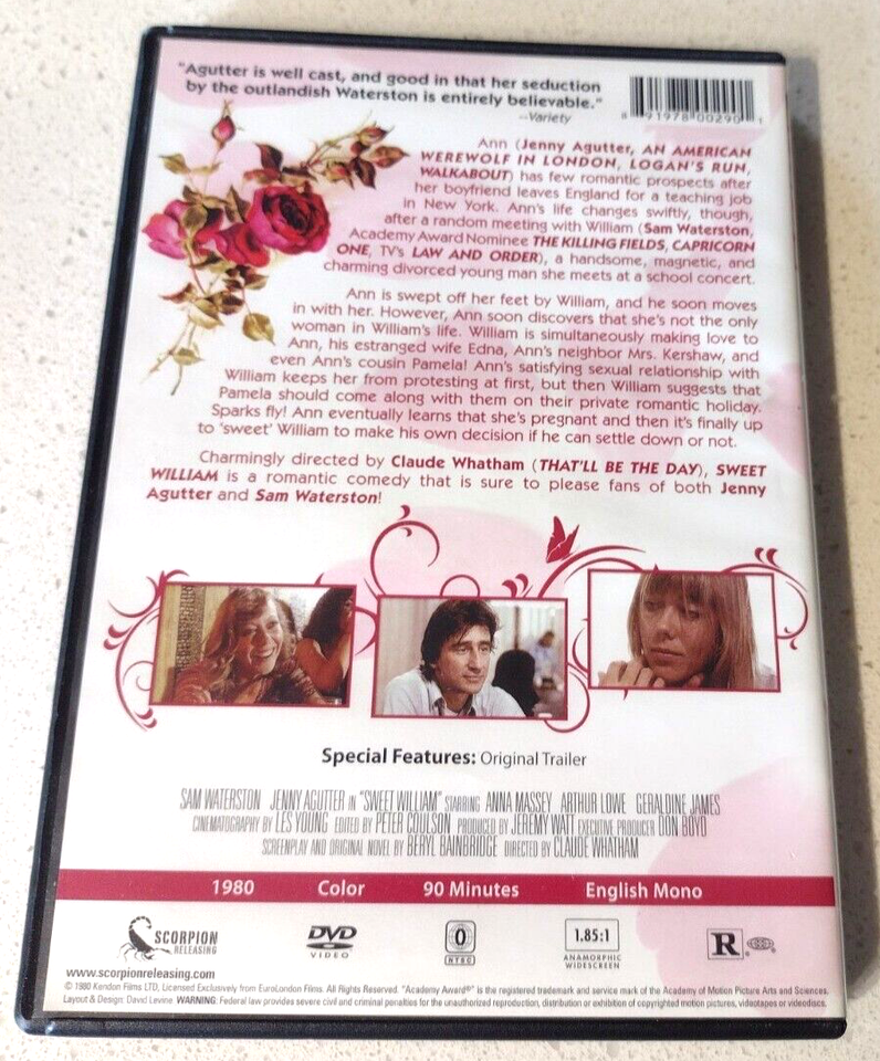 Sweet William DVD Region free 1980 Jenny Agutter scorpion releasing | eBay