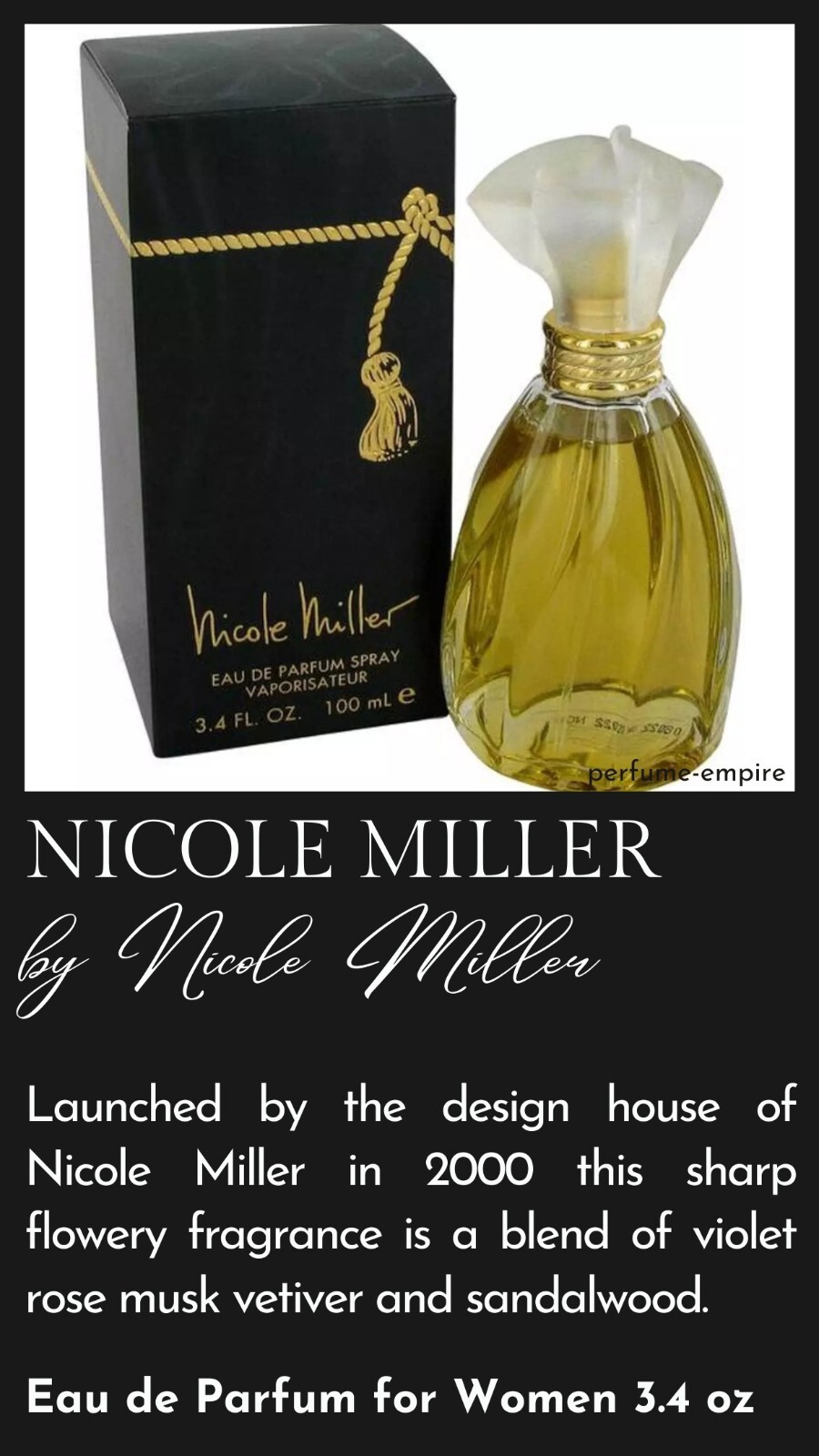NICOLE MILLER Perfume for Women 3.4 oz New in Box 885892153702 | eBay